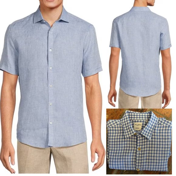Murano | Shirts | Murano Braid Mcnutt Mens Linen Gingham Button Up ...